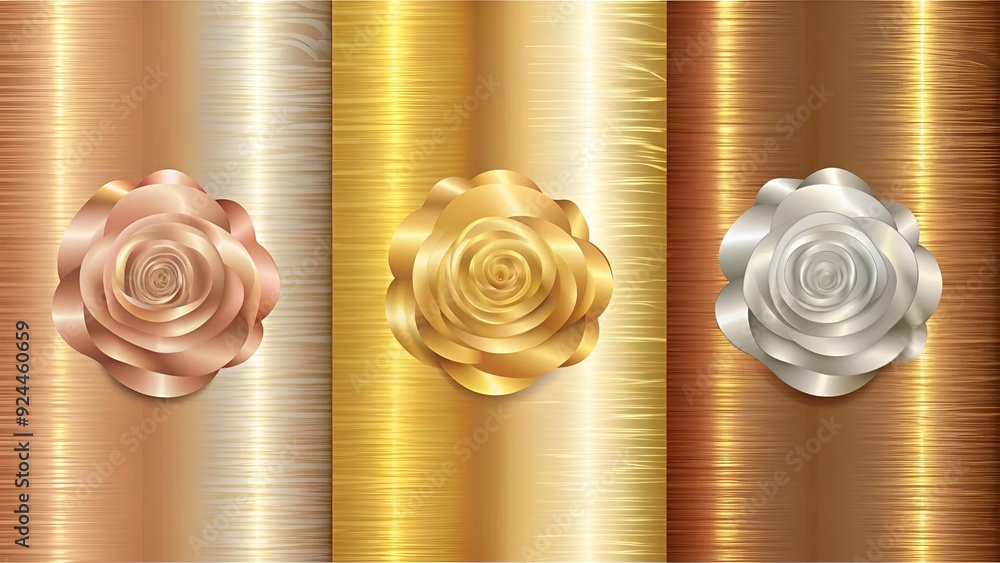 Gold rose, silver, bronze and golden foil texture gradation background ...