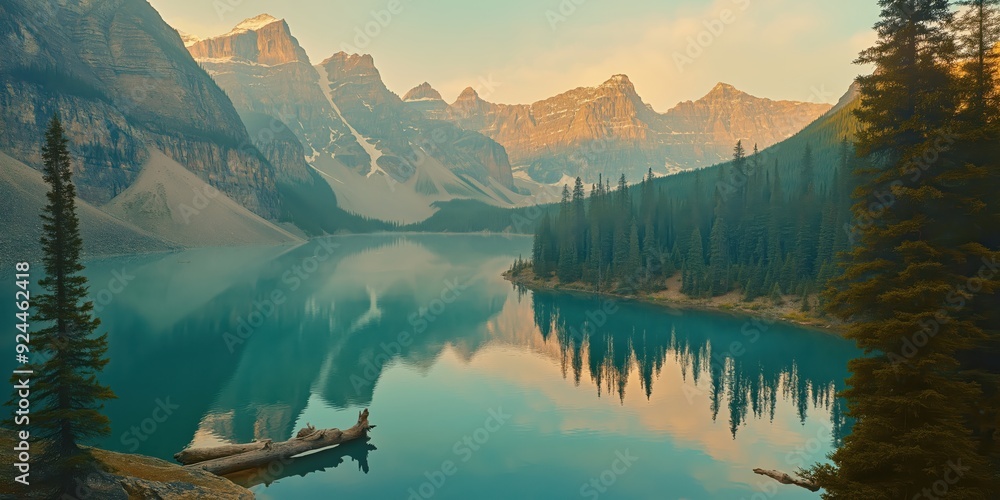 Moraine Lake Sunrise, Banff National Park Canada, Medium format, 70mm film landscape Stock Photo ...