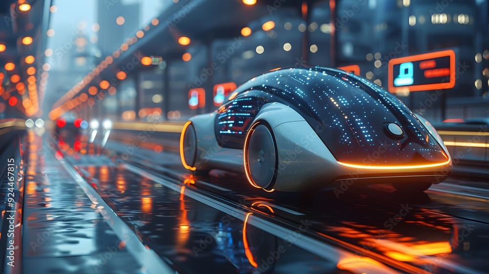 EV on a Futuristic Highway: An electric vehicle cruising down a ...