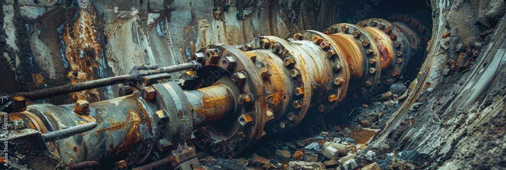 Auger used for underground pipe installation and drilling tasks ...