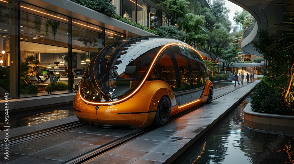 EV in a Futuristic Mall: An electric vehicle inside a futuristic mall ...