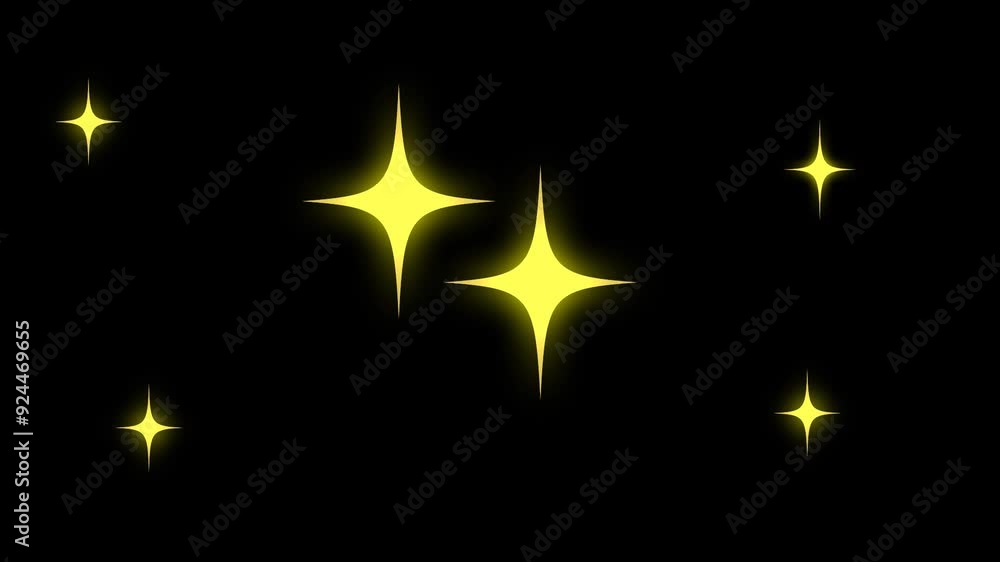 golden star blinking, twinkling Star or blinking light effect on black ...