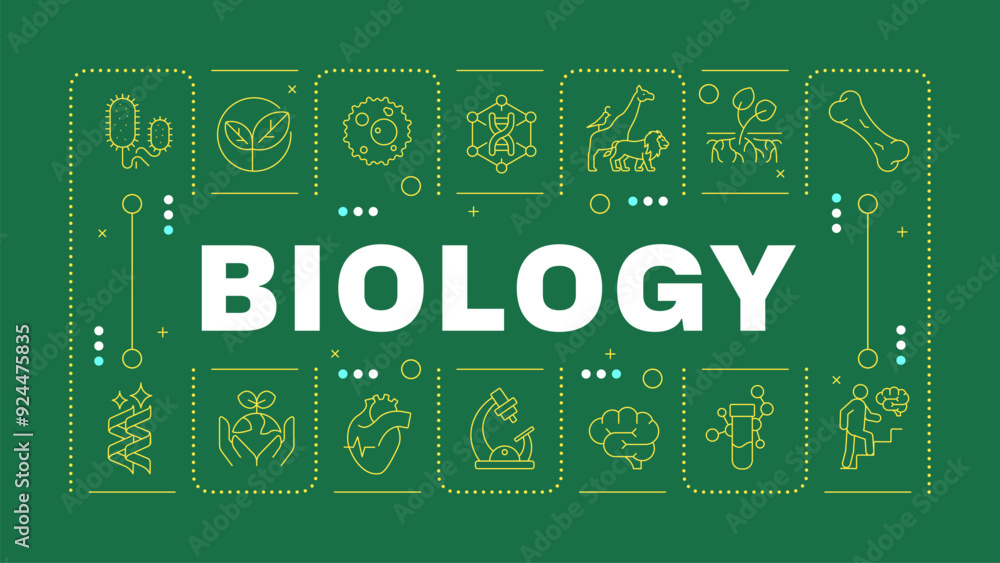 Biology green word concept. School subject. Human anatomy. Genetics ...
