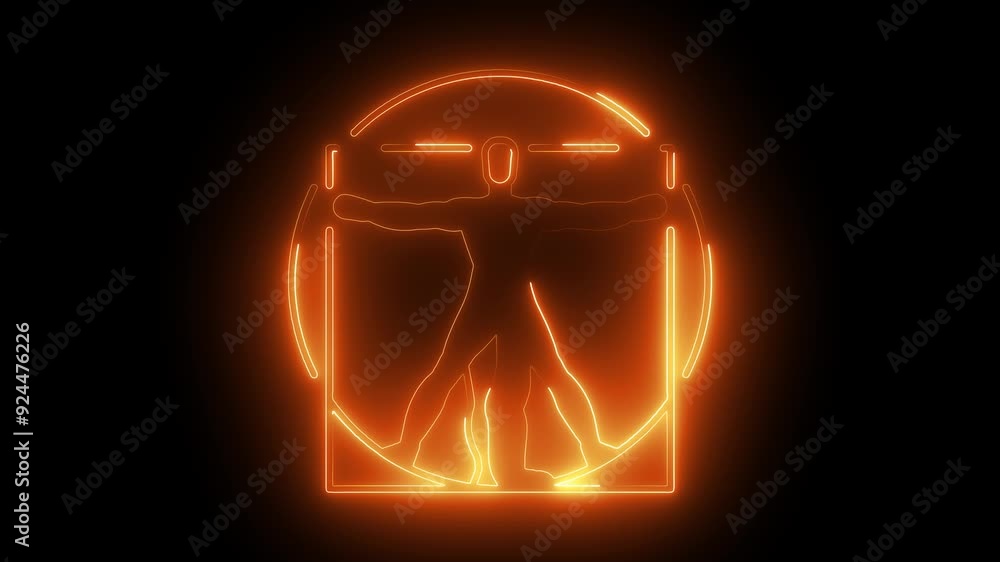 Neon Vitruvian Man, Blue Glowing Human Proportions, Futuristic Leonardo ... Neon Vitruvian Man, Blue Glowing Human Proportions, Futuristic Leonardo ...