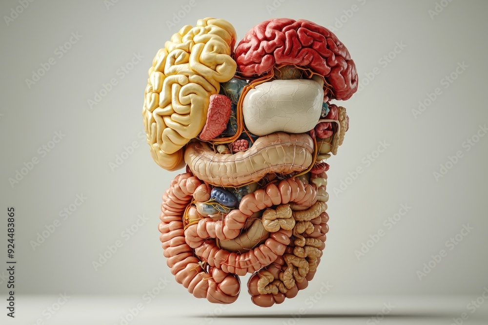 Anatomical 3D model of the human digestive system, from the esophagus ...