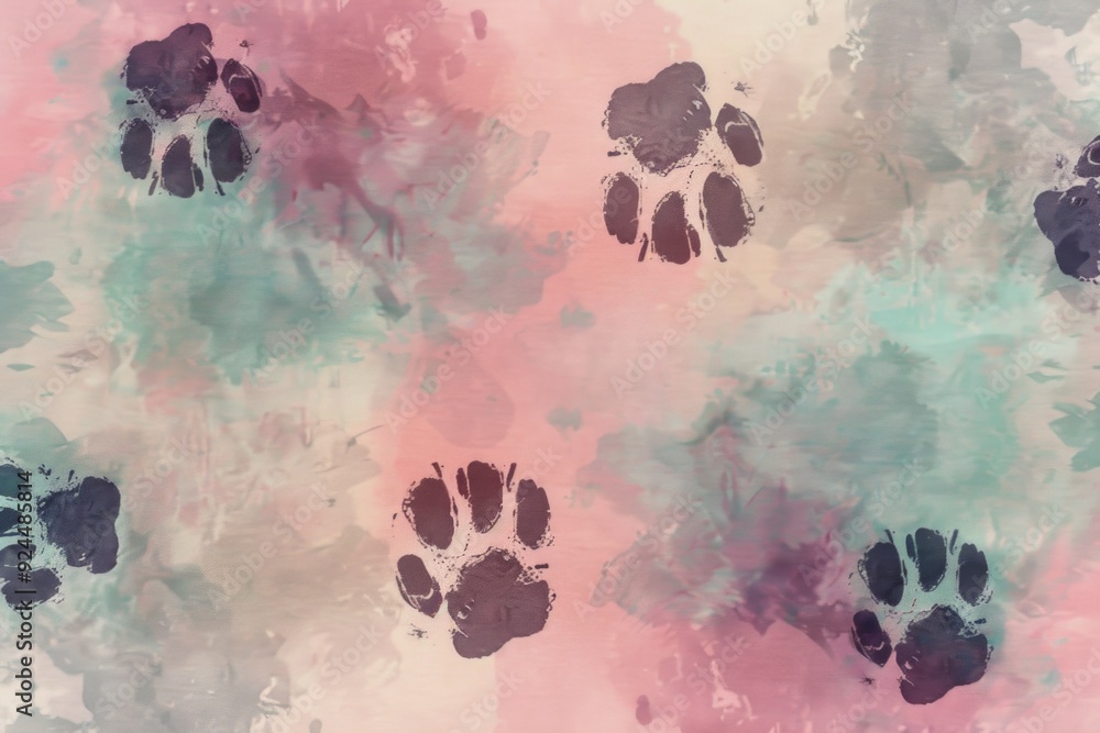 Watercolor painting of dog paw prints on a white background Stock ...