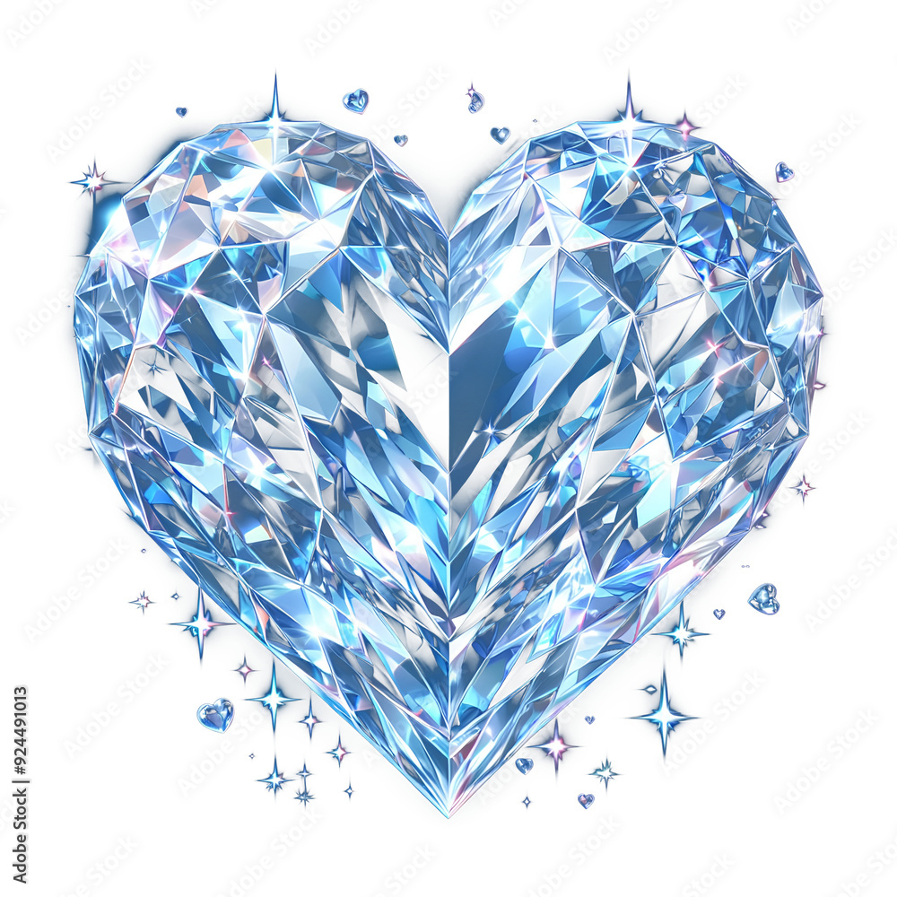 Crystal diamond heart clipart transparent background Stock Illustration ...