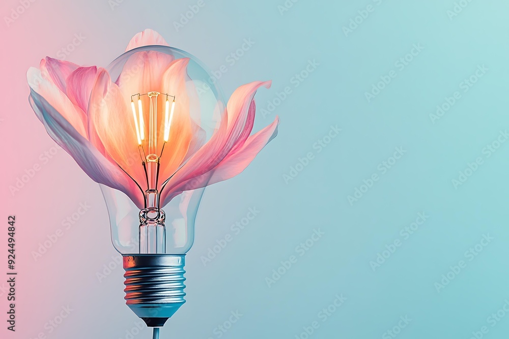 light bulb withflower inside, symbolizing creativity and inspiration ...