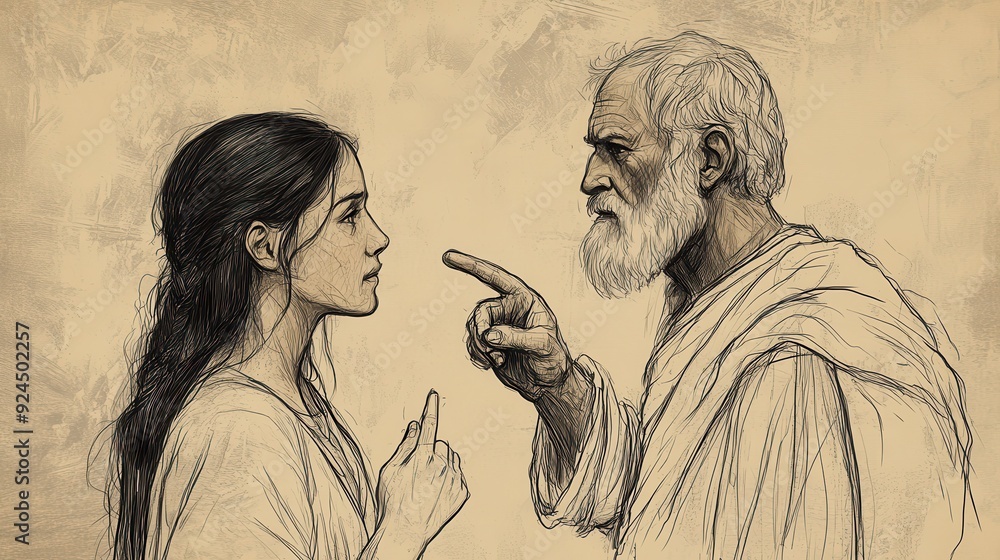 Judges: Jephthah’s Victory and Vow, Jephthah Explaining Vow to Daughter ...