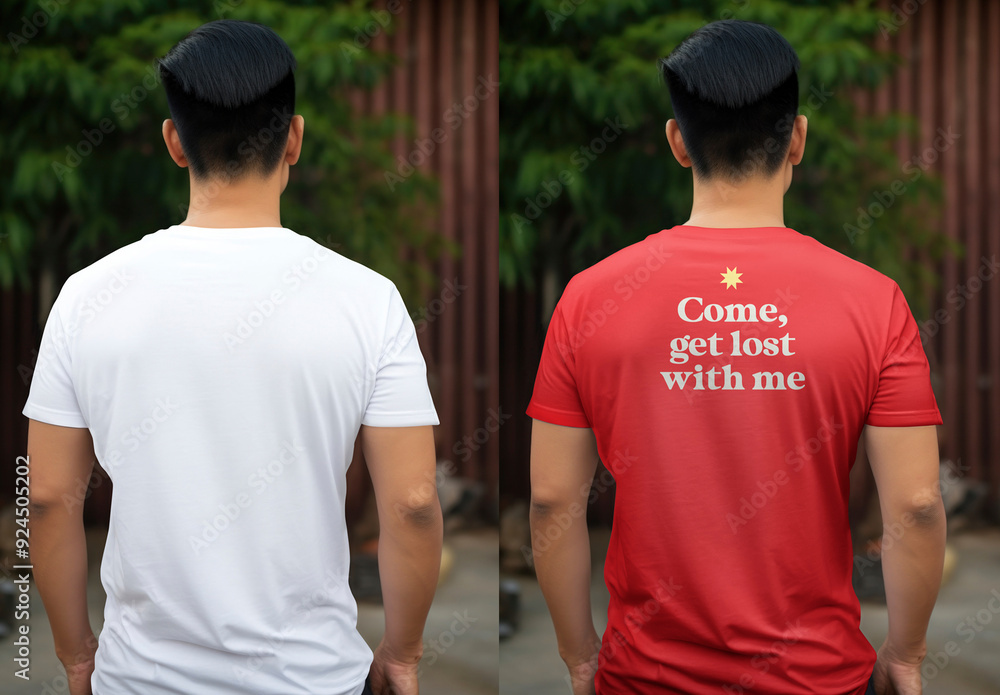 Apparel Men Tshirt Back View Mockup With Generative AI Stock Template ...