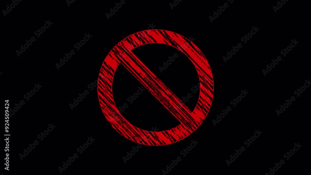 Animation hand drawn no symbol with scribble texture, isolated on ...