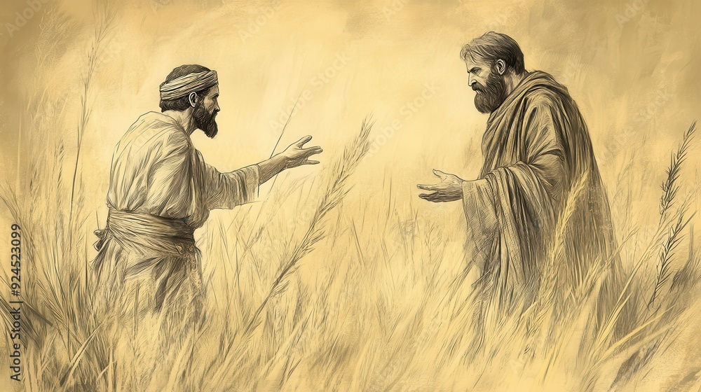 1 Samuel Biblical Illustration: David Flees from Saul, David Hides in Field, Jonathan Speaks to ...