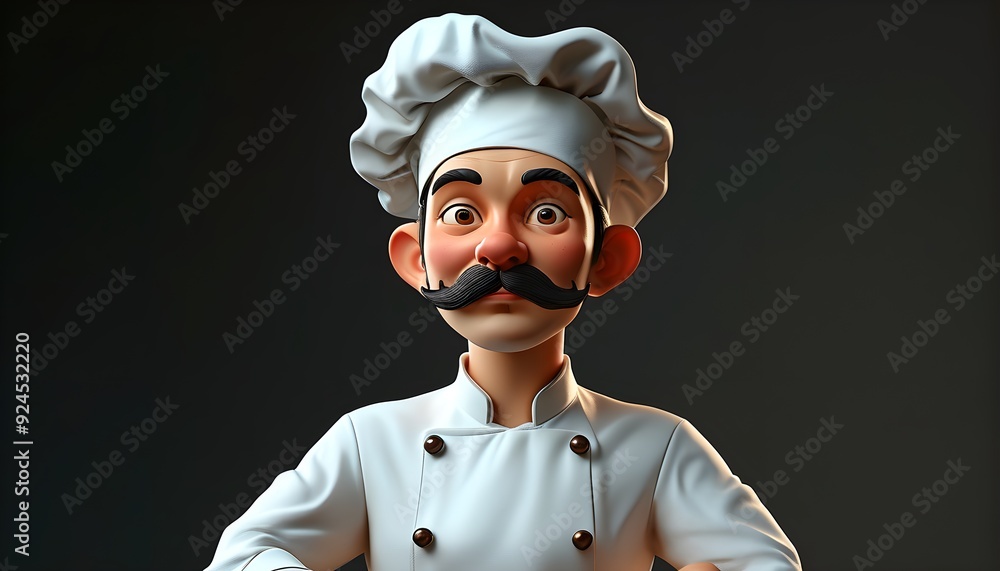 Three cute cartoon chefs, wearing white chef uniforms and chef hats ...