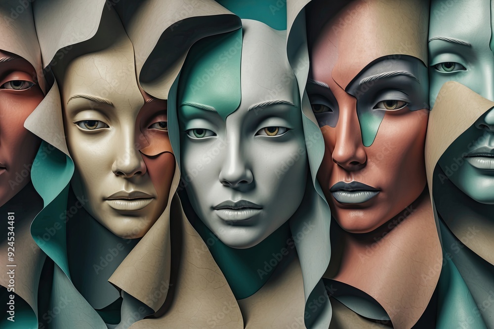 Engaging Wallpaper Art Exploring Abstract Faces and Emotional Depth ...