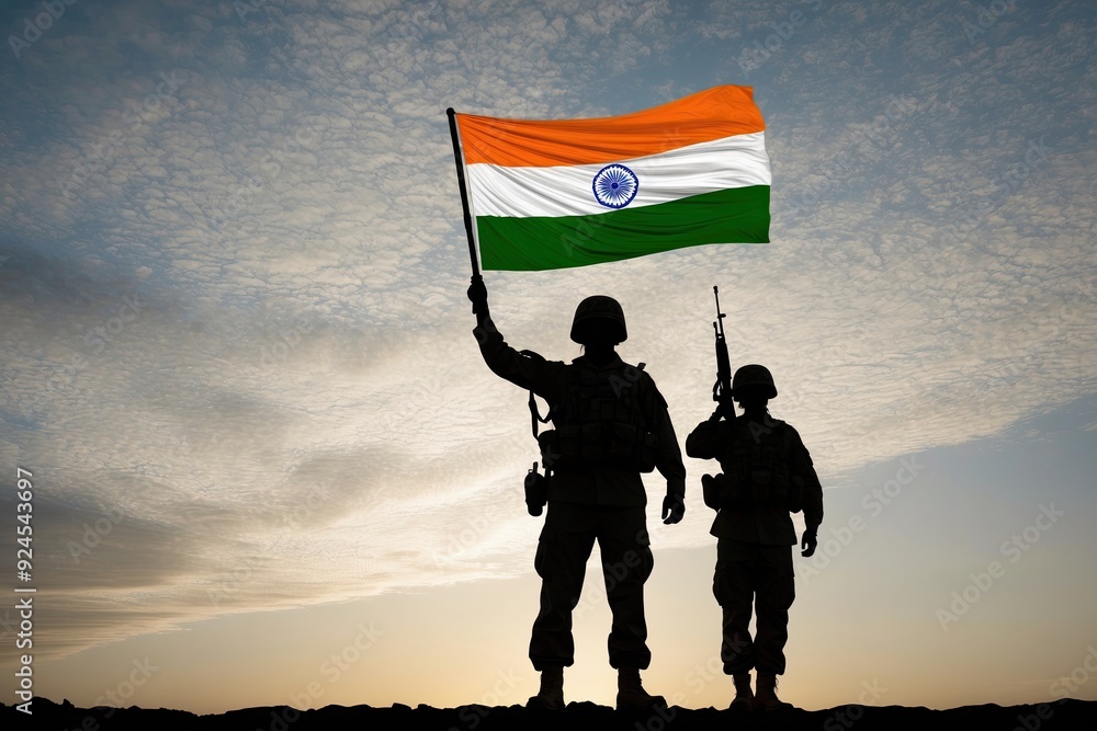 Kargil Vijay Diwas Celebration with Indian Army Silhouette and ...