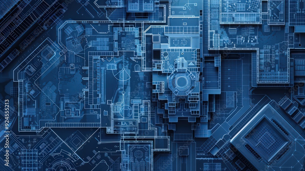 Artistic representation of a blueprint for a high-rise building ...