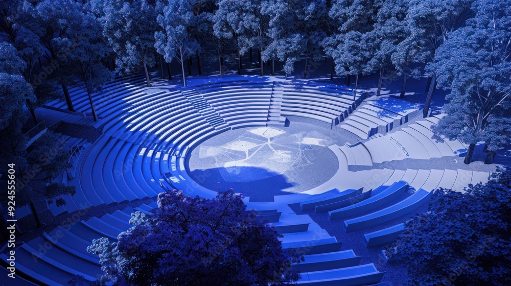 Artistic representation of a blueprint for an outdoor amphitheater ...
