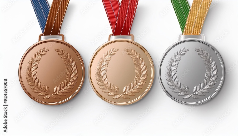 Award-winning golden, silver, and bronze medals displayed in a 3D ...
