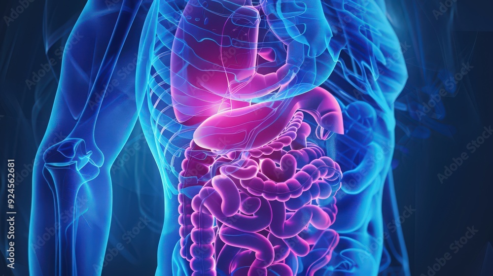 Illustration of the digestive system, from ingestion through the ...