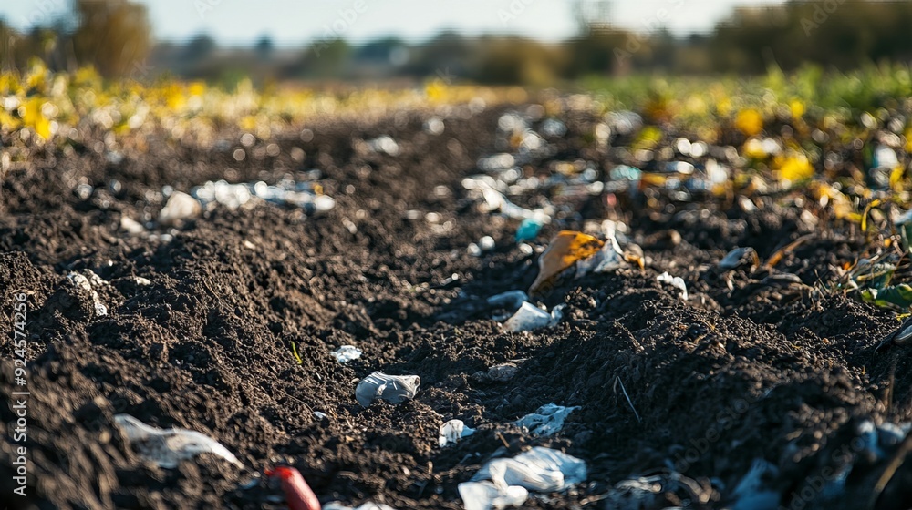 Microplastic pollution in soil, with microplastics contaminating the ...