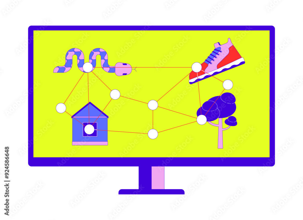 Computer screen-based eye tracking cartoon flat illustration. Visual ...