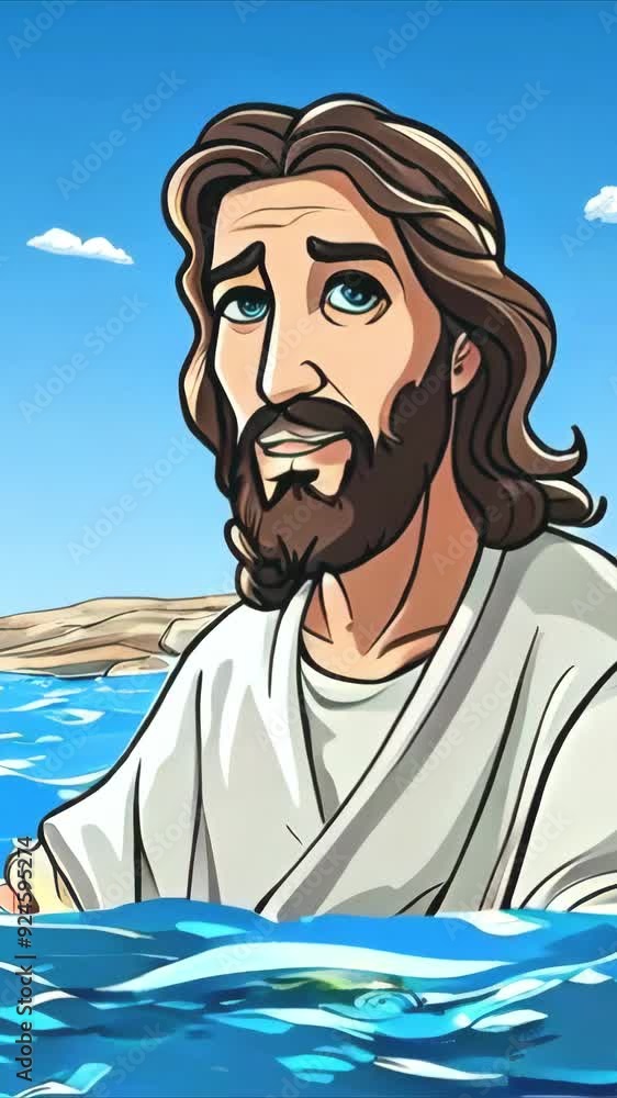 Baptism of Jesus Christ with a halo and sunlight in the Jordan River ...