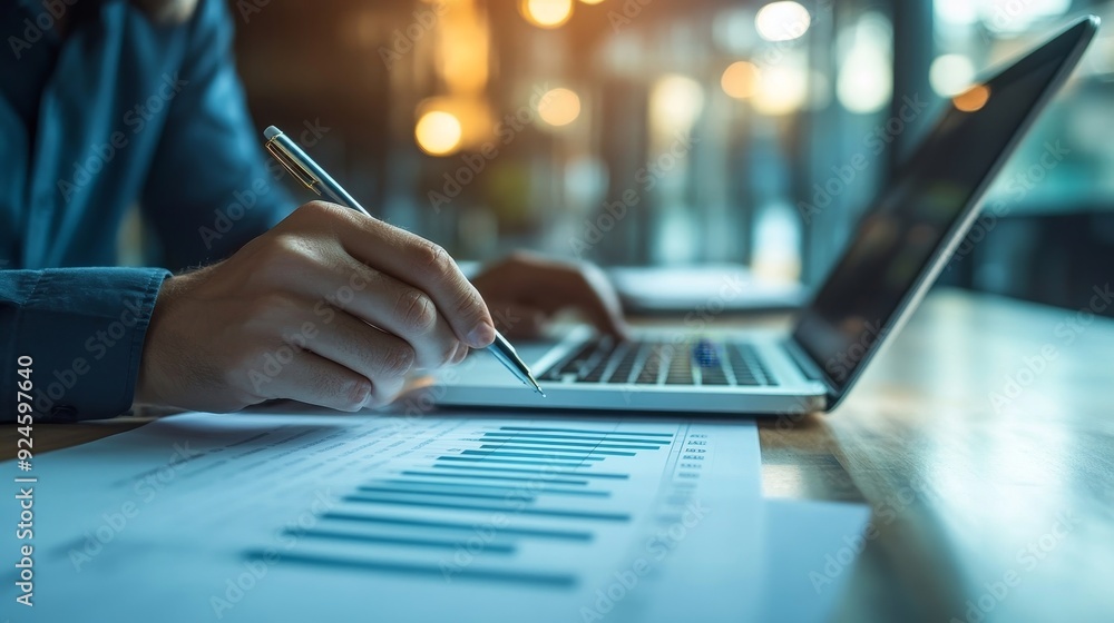 Project manager working on digital tablet and updating tasks with ...