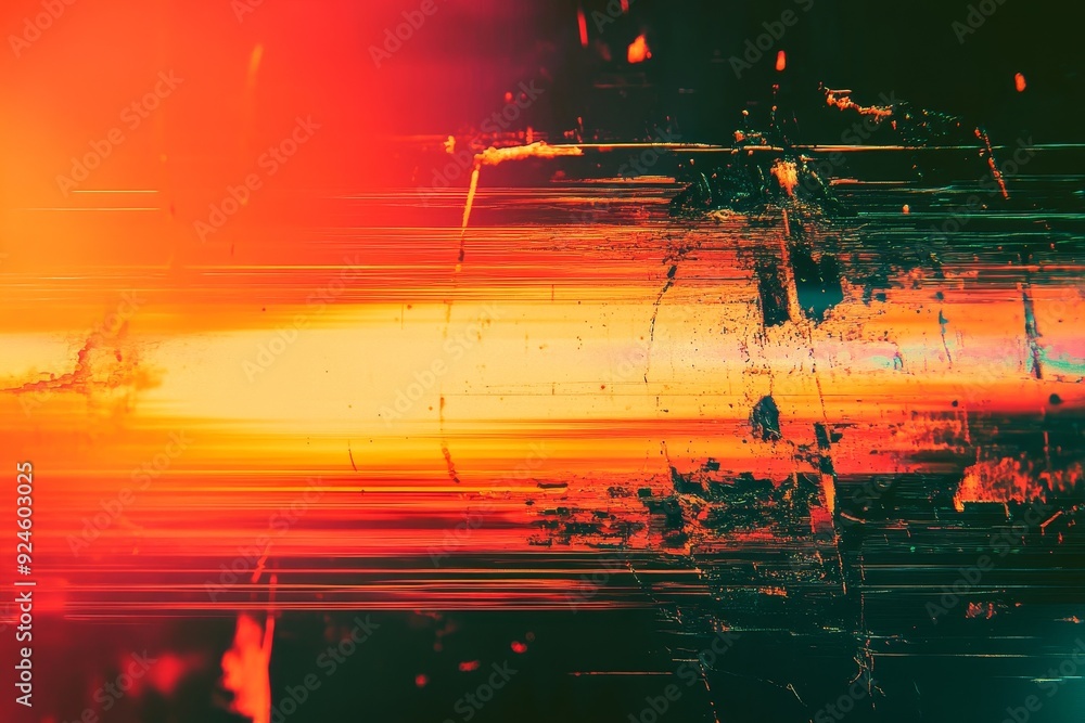 Color distortion. Glitch effect. Black orange color grain holographic ...