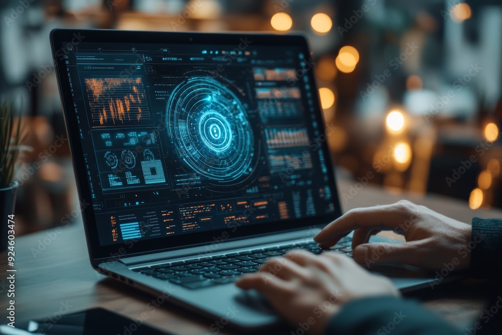 Foto de Person prompting on laptop with brain of AI, Machine learning ...