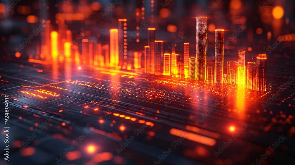 Performance Metrics Analysis: Detailed charts and glowing key points in ...