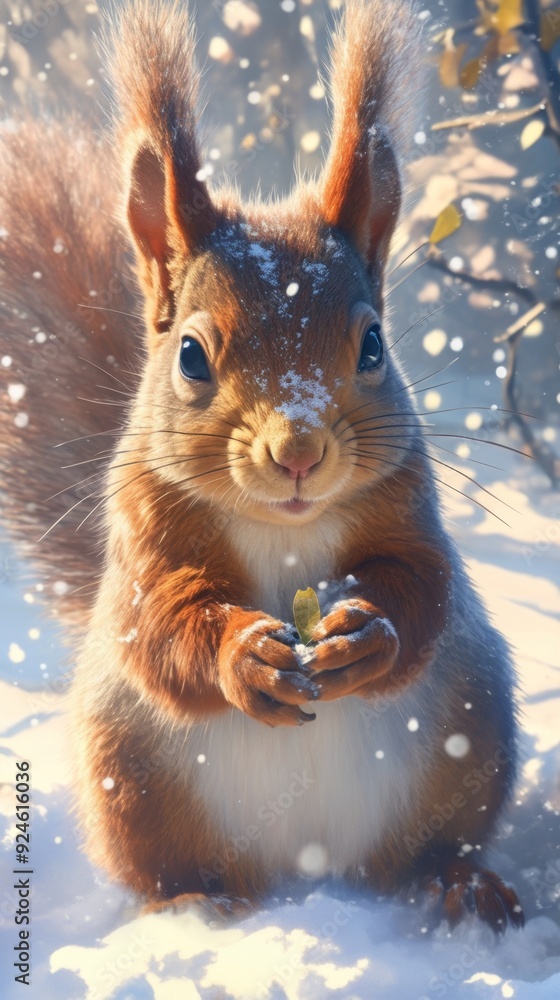 Enchanting Anime Winter Forest: Adorable Squirrel in Snowy Wonderland ...