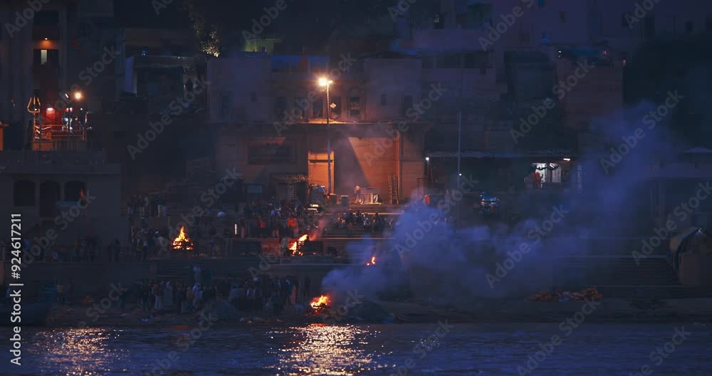 Varanasi, India. Funeral Rites Of Cremation At Harishchandra Ghat ...