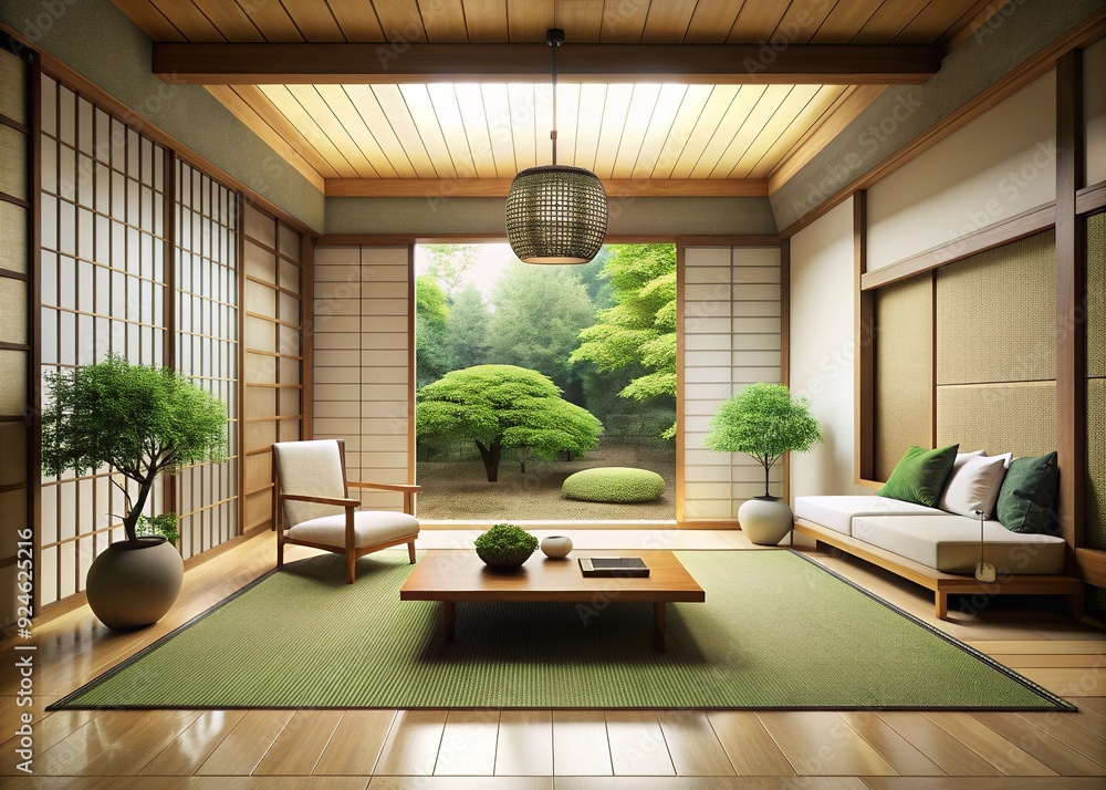 Zen Serenity: Minimalist design, calming colors, natural textures ...