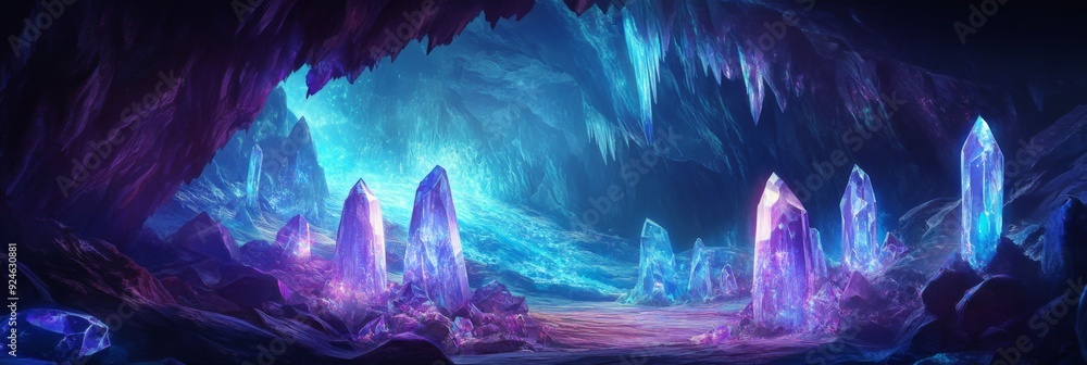 Fantasy Crystal Caverns: A Luminous Realm of Glowing Crystals and ...