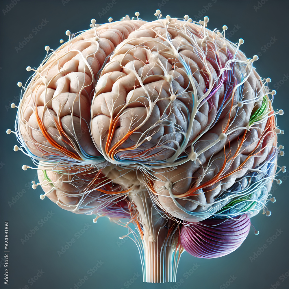 3D Human brain anatomy illustration for a neuroscience textbook ...