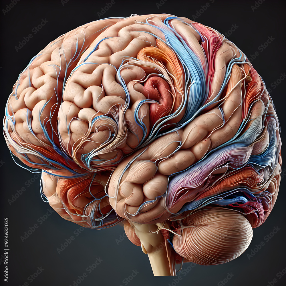 3D Human brain anatomy illustration for a neuroscience textbook ...