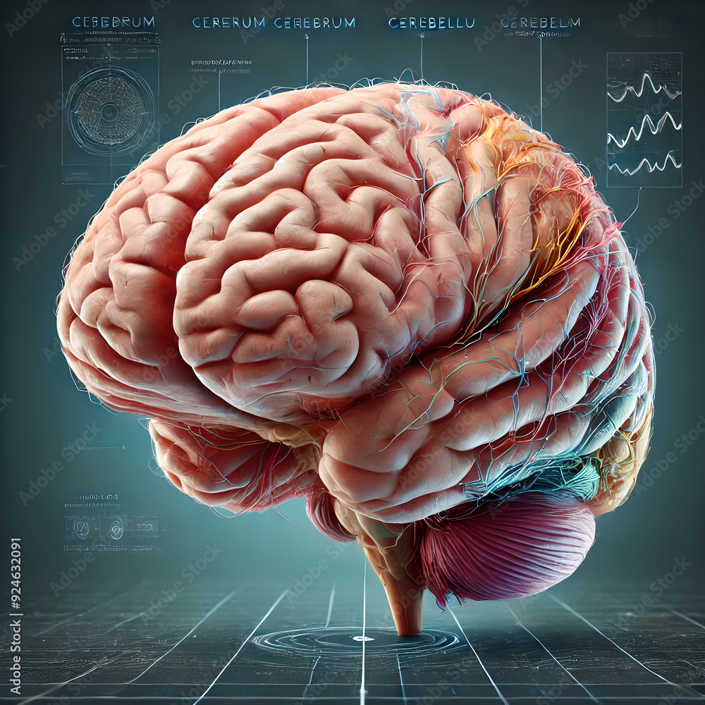3D Human brain anatomy illustration for a neuroscience textbook ...