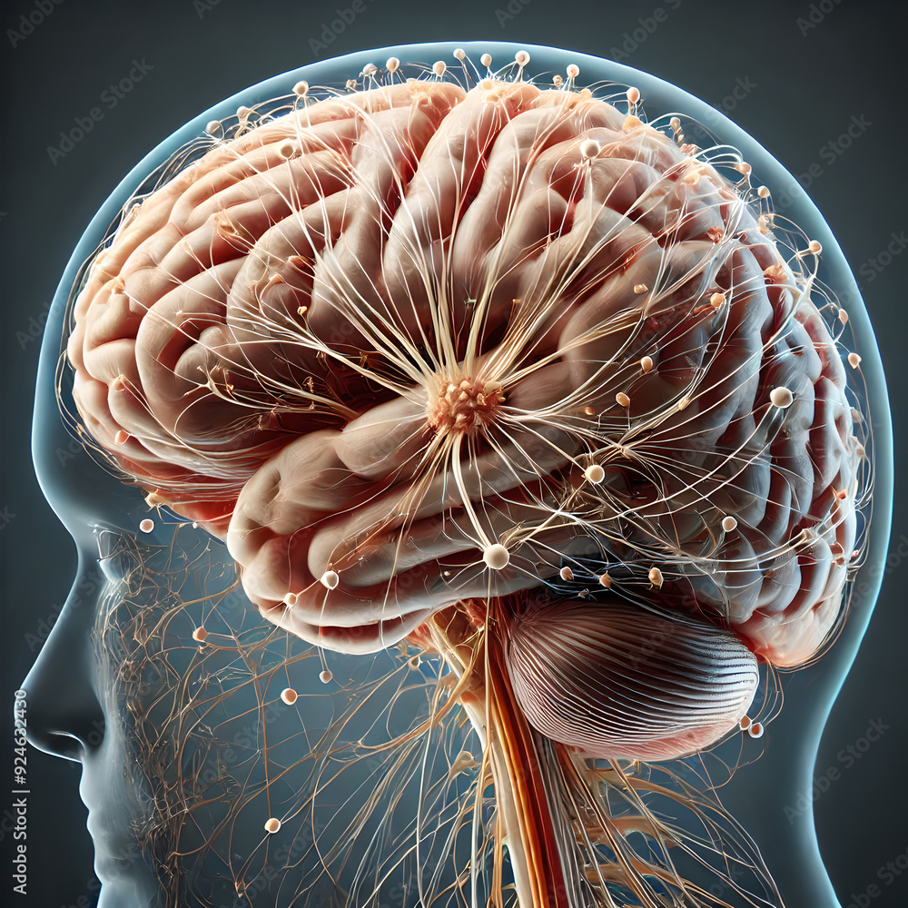 3D Human brain anatomy illustration for a neuroscience textbook ...