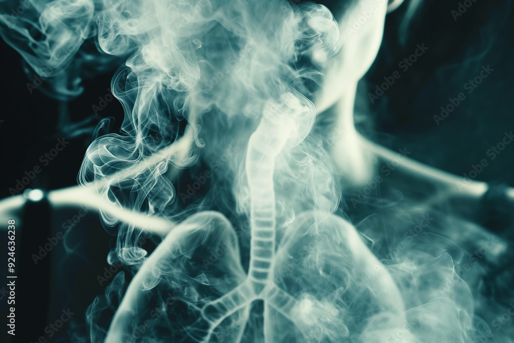 lung disease from tobacco smoking, x-ray of a smoker, dangerous tobacco ...