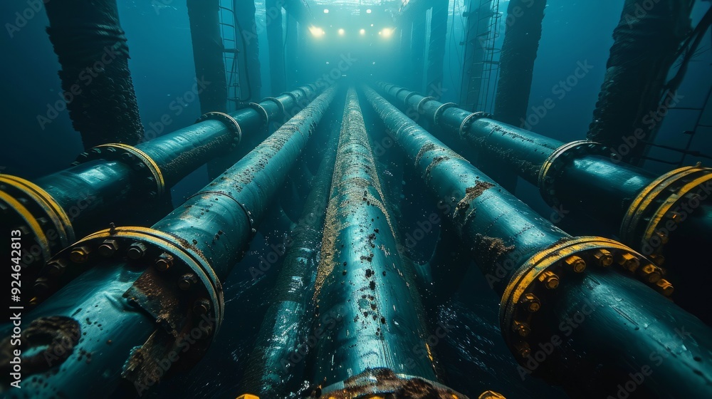Underwater petroleum pipeline, a symbol of the oil industry's reach ...