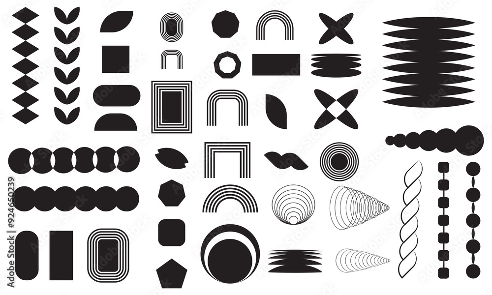 Brutalist abstract geometric shapes and grids. Bauhaus design. Brutal ...