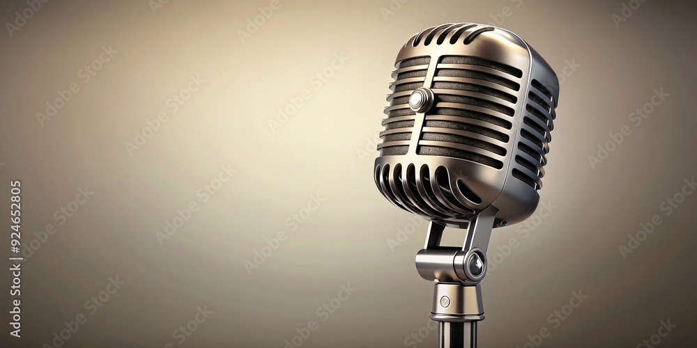 Retro-style microphone with intricate details and curved design ...