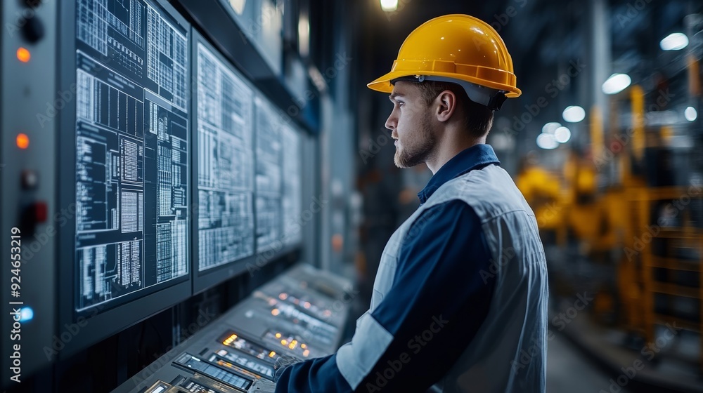 Engineer Operators Using Scada System, Generative AI Stock Photo | Adobe Stock