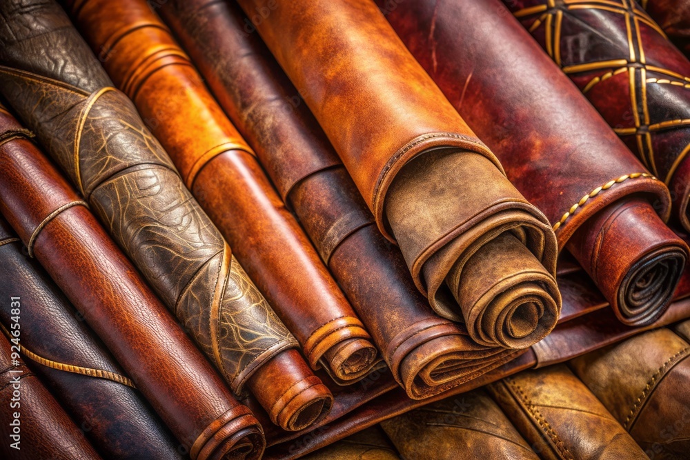 Antique Leather Hues: Rich, faded colors of ancient leather, evoking a ...