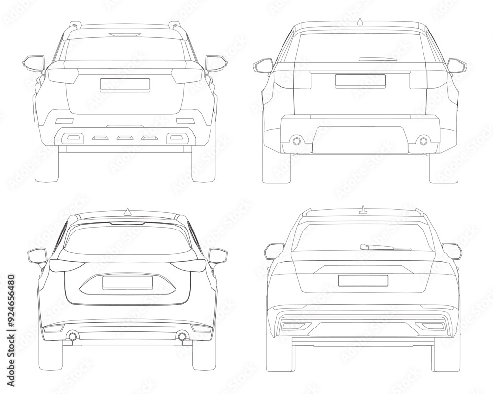 Set of contours different models of cars. Vector flat style ... Set of contours different models of cars. Vector flat style ...