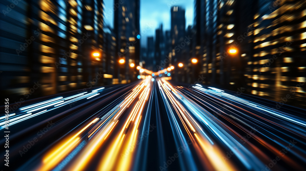 A futuristic cityscape with IoT enabled streetlights traffic signals ...