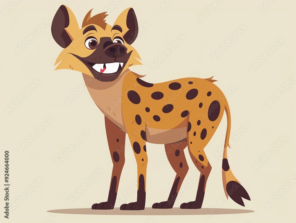 Adorable hyena standing and laughing clipart, flat vector art, simple ...