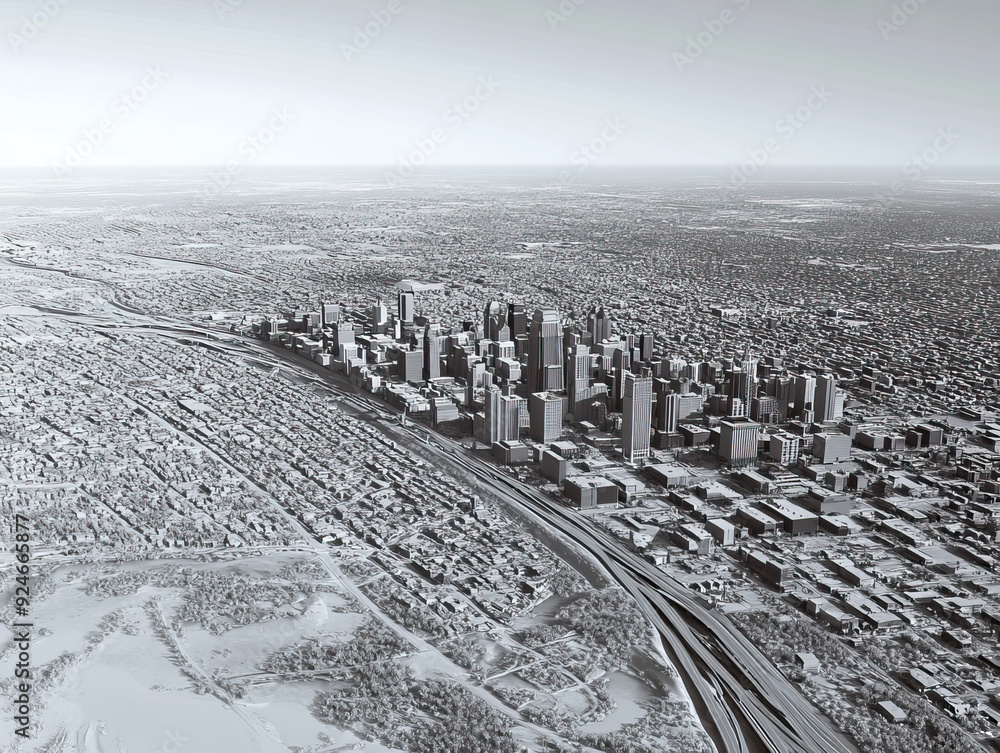 Technical aerial visual, 3D LiDAR GIS aerial map satellite scan model ...