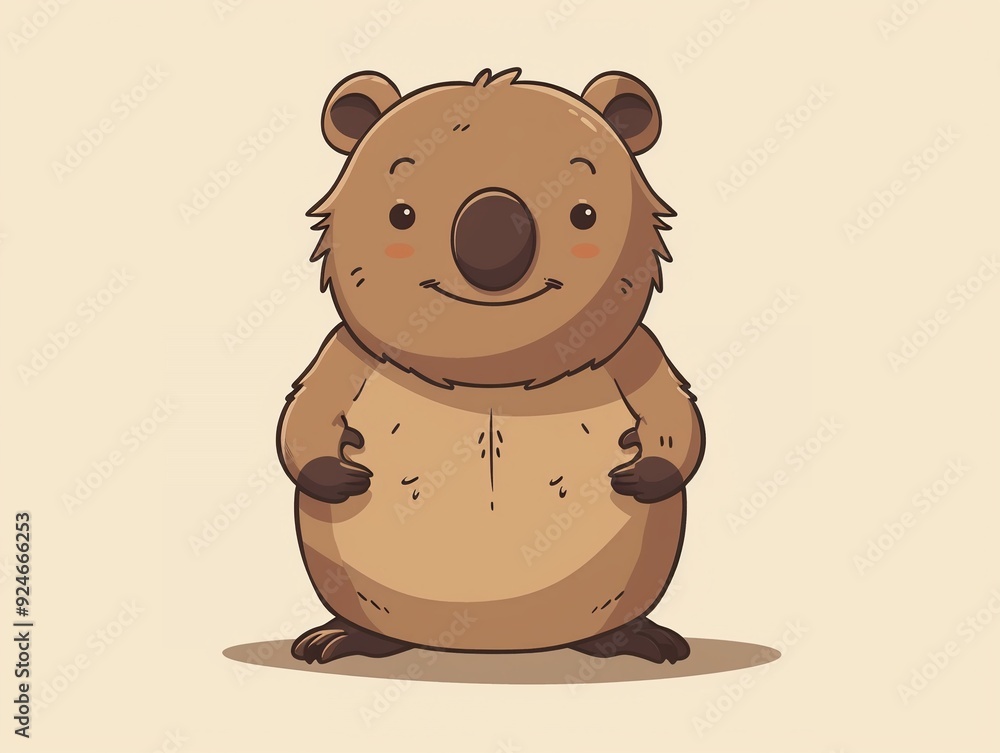 Cute wombat standing and smiling clipart, simple cartoon 2D, flat ...