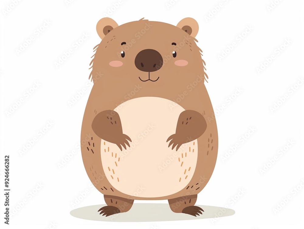 Cute wombat standing and smiling clipart, simple cartoon 2D, flat ...